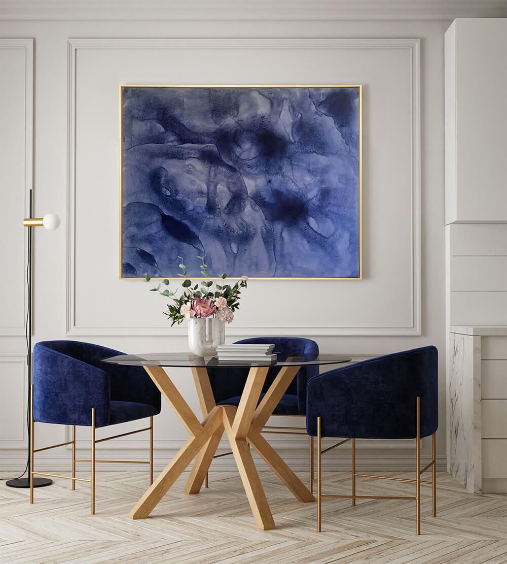 Tableau abstrait bleu "Le chant des nuages" | Angela BP
