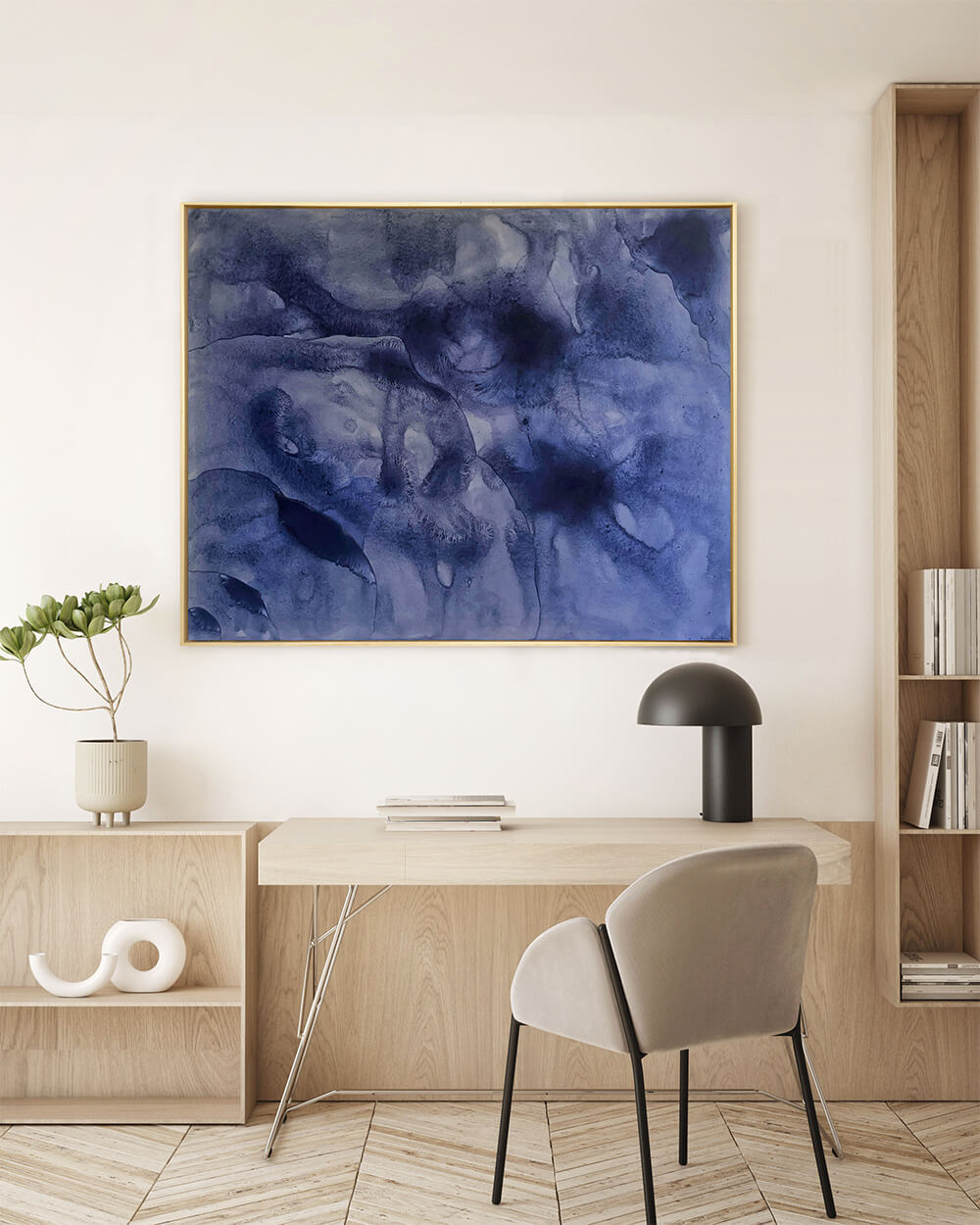 Tableau abstrait bleu "Le chant des nuages" | Angela BP